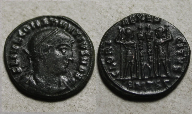 RARE GENUINE ANCIENT Roman XF coin Constantius II 347AD Soldiers ...