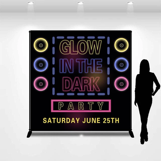 GLOW IN THE Dark Custom Birthday Party Backdrop $36.09 - PicClick AU