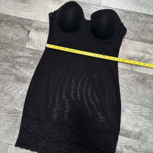 FANTASIE BLACK LACE Hem Full Body Shaper Slip Bra Cups Convertible ...