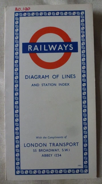 LONDON TRANSPORT UNDERGROUND: Railways Map: Diagram of Lines, 1955 ...