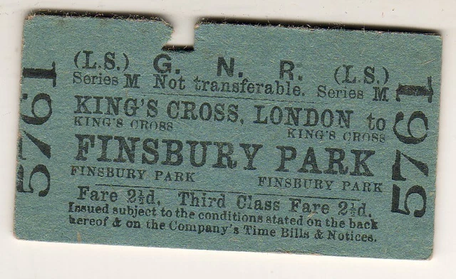 RAILWAY PLATFORM TICKET GNR Kings Cross, London - Finsbury Park 1894 £4 ...