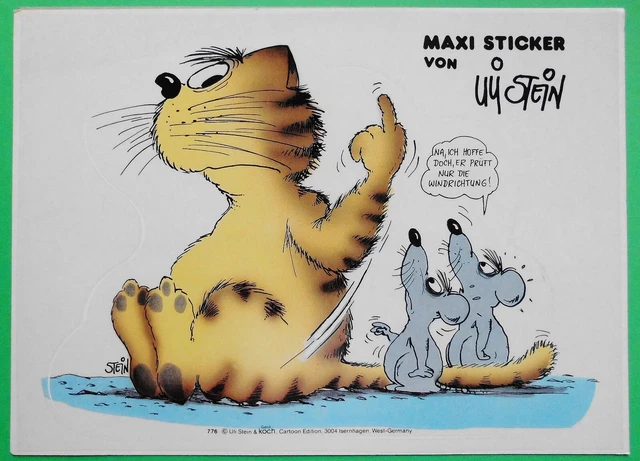 ULI STEIN MAXI Sticker Katze Maus 80er mit alter PLZ 22x30,5cm EUR 14 ...