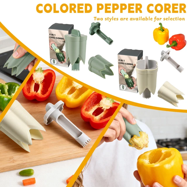 PEPPER CORER, 2 In 1 Red Bell Pepper Seed Corer Remover Tool, Fruit & Vegetable £5.99 - PicClick UK