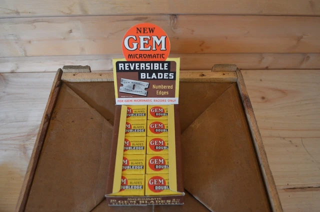 BOITE PRÉSENTOIR DE 20 paquets de 5 lames à raser GEM original US ww2 ...