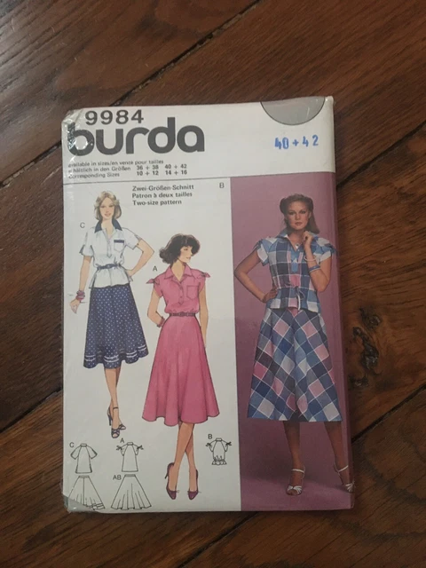 PATRON DE COUTURE burda 9984 neuf vintage années 80 sewing pattern 1980 ...
