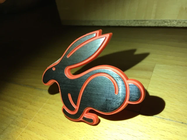 ORIGINAL VW RABBIT rabbit emblem logo lettering in orange silver ...