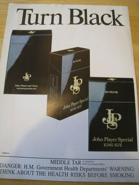 TURN BLACK JOHN Player Special Cigarettes Advert Ready Frame A4 Size ...