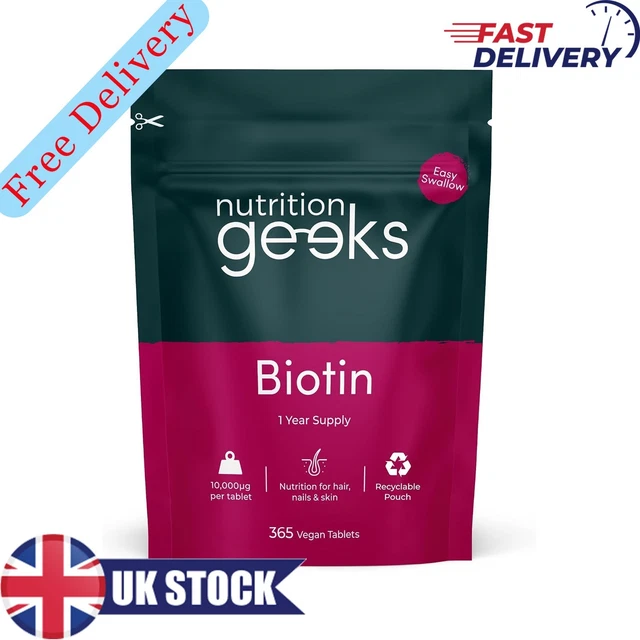 BIOTIN HAIR GROWTH Supplement 10,000mcg | Hair Skin Nails | 365 Vegan ...