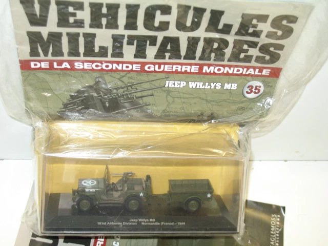 1:43, JEEP WILLYS + Machine Gun +Trailer,Military Eaglemoss+Booklet N ...
