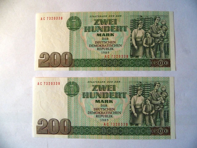 ORIGINAL! 2X 500,- Mark DDR Geld Schein fortlaufende Nr. f ...