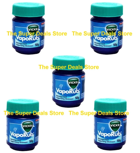 5 TUBES VICKS Vaporub Pommade 50gm Vaporisation bloquée Nez toux maux ...