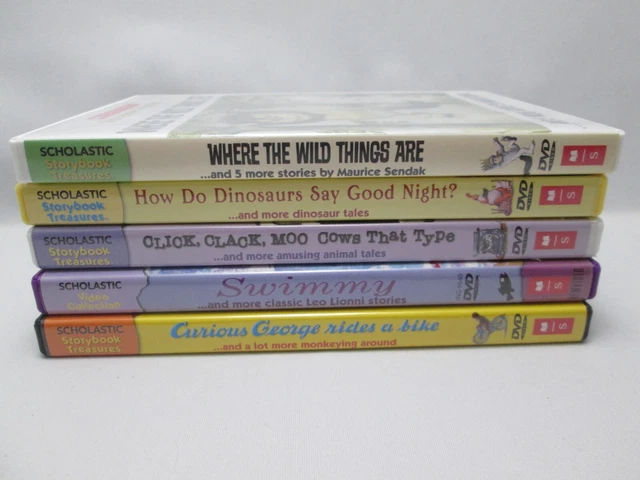 LOT OF 5 Scholastic DVD's -Swimmy, Curios George, Where the Wild Things ...