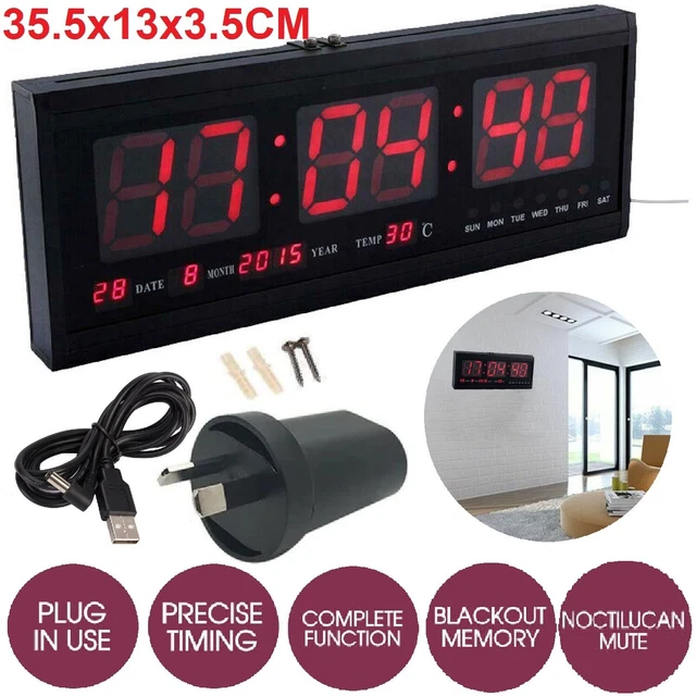 WALL DIGITAL CLOCK Modern Large LED Desk Room Table Calendar ...