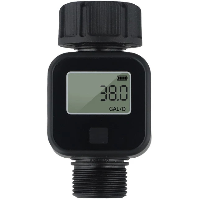 3 QUARTER INCH Thread Water Flow Meter with LCD for Outdoor Garden Use ...