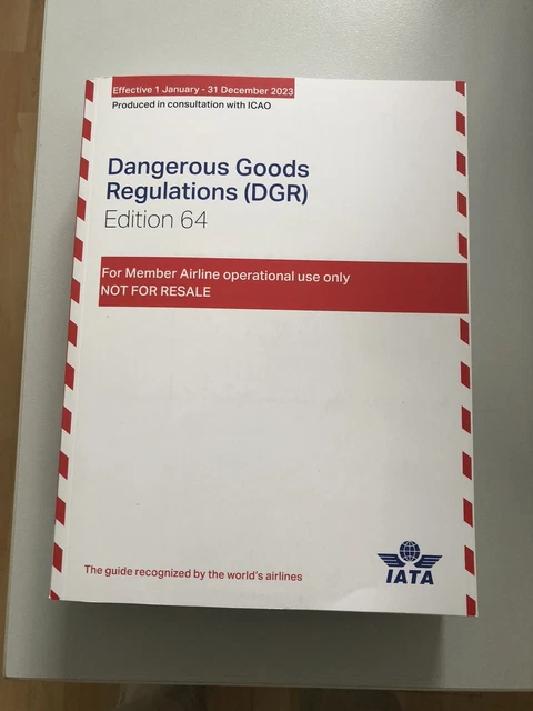 IATA DANGEROUS GOODS Regulations 2023 (paperbook English Version). 64th Edition. EUR 100,00 ...