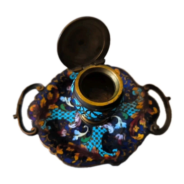 ANCIEN ENCRIER BRONZE cloisonné 19ème Ferdinand Barbedienne French ...