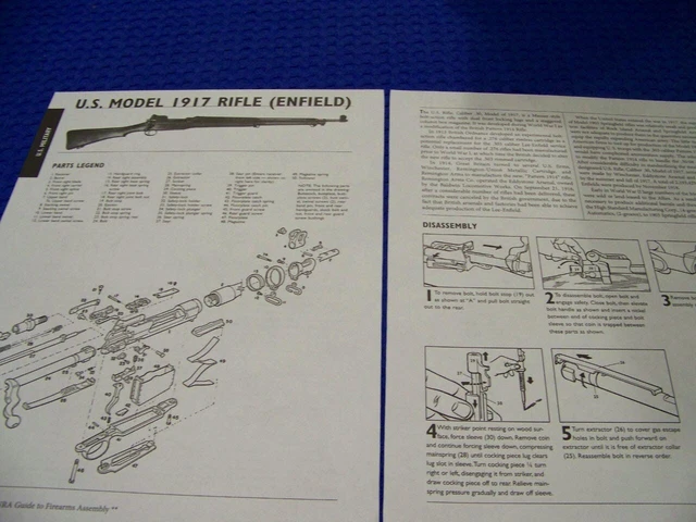 U.S. MODEL 1917 (Enfield) Rifle.. Legend/Exploded View/Disassembly ...