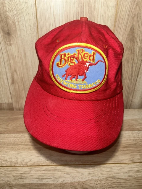 VINTAGE 1980S BIG RED Man Chewing Tobacco PATCH Foam Cap Hat Trucker ...