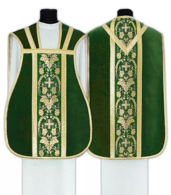 GRÜNE RÖMISCHE KASEL Messgewand mit Stola Manipel Bursa Kelchvelum ...