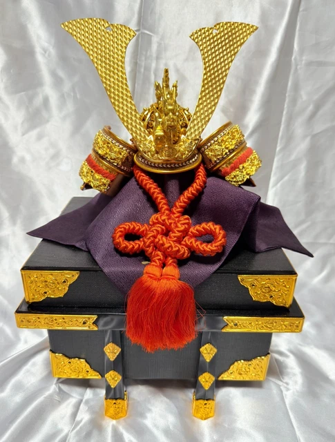 R709A08JAPANESE KABUTO SAMURAI Helmet Display Gold Armor with Stand Box ...