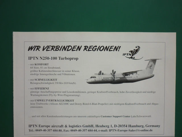 1998 PUB IPTN N250-100 Turboprop Indonesia Regional Airliner Original ...
