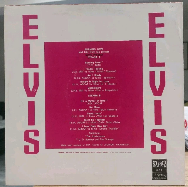 ELVIS PRESLEY LP Lsrca 70518 Burning Love Yugo Pressing Mega Rare Vinyl $123.74 - PicClick AU