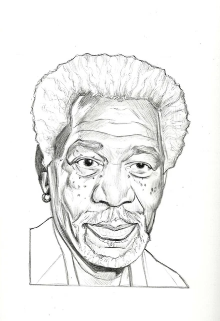 MORGAN FREEMAN PENCIL Drawing 11X14 Morgan Freeman Original Portrait ...