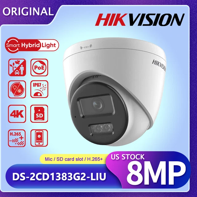 HIKVISION 8MP SMART Hybrid Light Acusense MIC Turret IP Camera DS ...