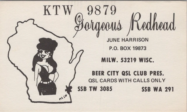 VINTAGE CB RADIO QSL postcard comic June Harrison 1970s Milwaukee ...