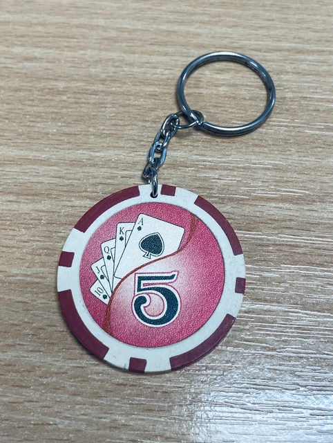 CASINO CHIP TOKEN KEYRING - Poker Cards Number Value 5 Key Fob EUR 2,31 ...