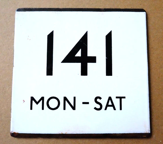 LONDON TRANSPORT ENAMEL BUS STOP E-PLATE for ROUTE 141 MON-SAT £41.50 ...