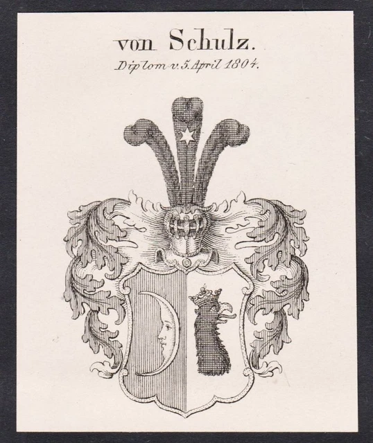 SCHULZ ARMOIRIES COAT Of Arms Heraldry Héraldique Gravure sur Cuivre ...