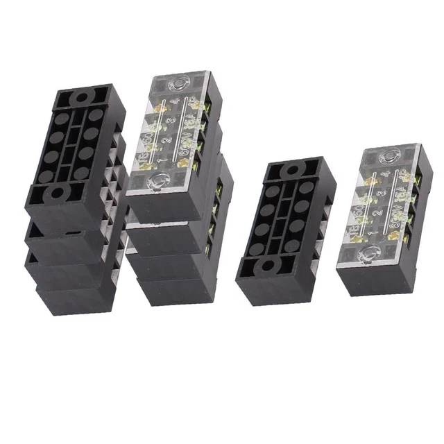 10 PCS 600V 15A 4Position Dual Row Barrier Terminal Block Connector Bar ...