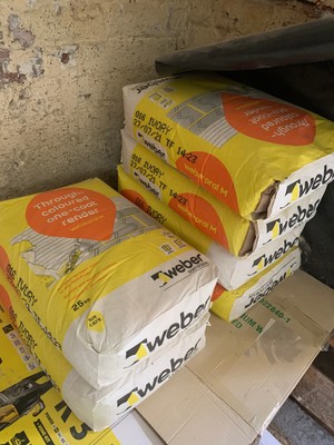 6 X 25KG bags Weber 'Ivory' coloured render Weberpral M ~ S Derbyshire ...