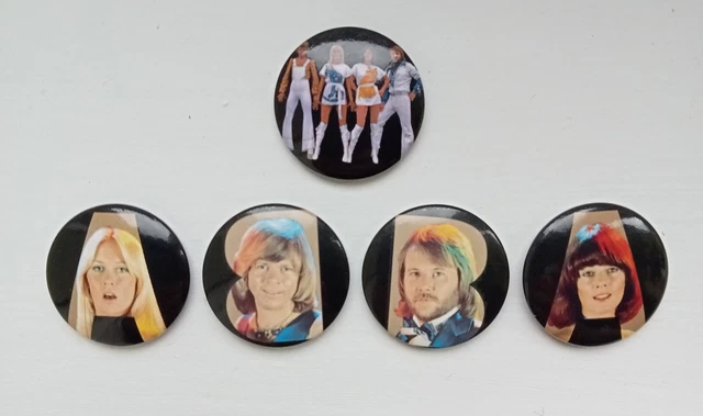 ABBA SET OF 5 Button Badges Bundle Agnetha Bjorn Benny Frida Voyage ...