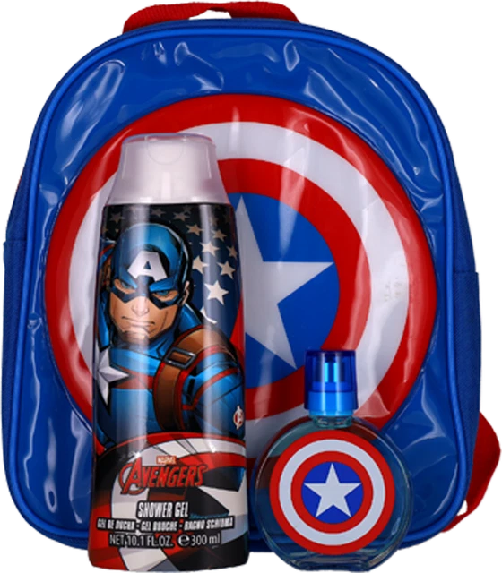 CAPTAIN AMERICA BY Marvel For Men Set: EDT+SG+Backpack 1.7oz+10.1oz NEW ...