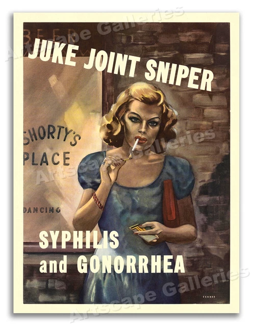 &JUKE JOINT SNIPER& 1940s WW2 Vintage Style Army Health Poster - 18x24 ...