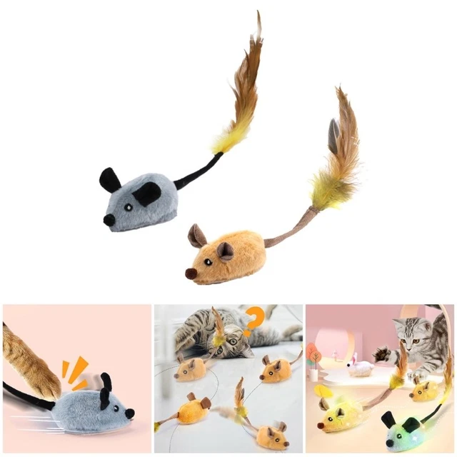 PET SQUEAK TOY Electric Plush Animal Cats Chasing Mouse Toy Active ...