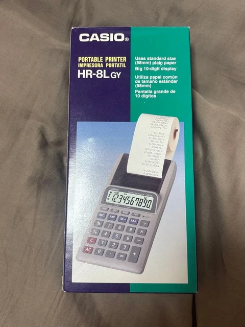CASIO HR-8L GY Portable Printer Calculator 10 Digit Display Retro ...