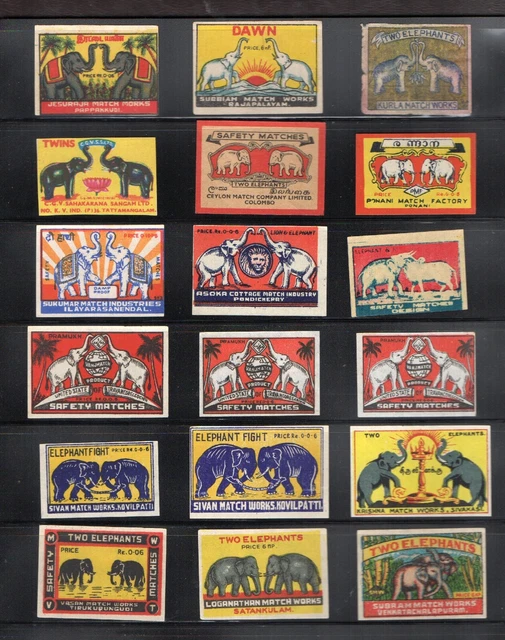 MATCHBOX LABELS EARLY Made in INDIA all different varieties of ...