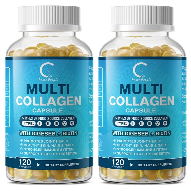 MULTI-COLLAGEN COMPLEX 2000MG Capsules with Biotin 5000mcg Hair Skin ...