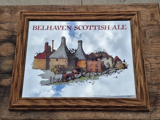 VINTAGE BELHAVEN SCOTTISH Ale Mirror Sign Bar Decor Man Cave Beer ...