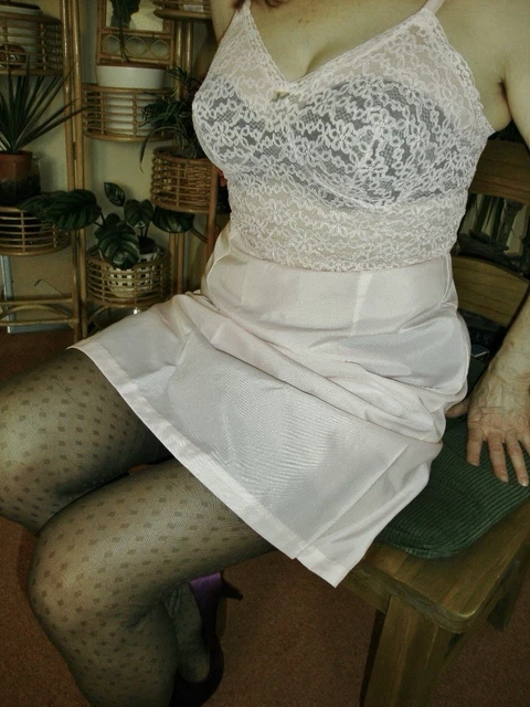 VTG ST MICHAEL 60s White Stiff Taffeta Noisy Nylon & Lace Full Slip ...