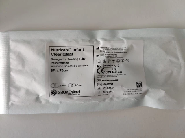 NEW NUTRICARE CLEAR Infant Nasogastric Ng Feeding Tube Enfit Connector 8Fr 75cm £12.00 - PicClick UK