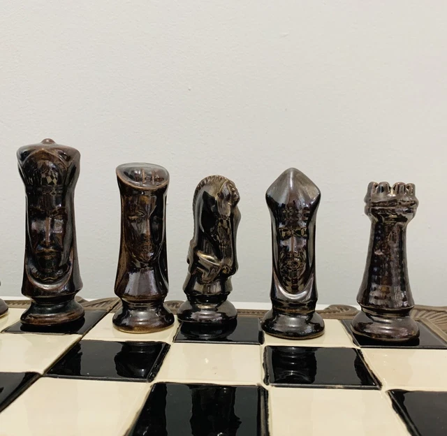 VINTAGE DUNCAN CERAMIC Chess Set Medieval Chess Set Gothic Chess Set ...