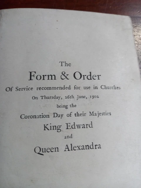 CORONATION OF KING Edward vii 7th Form And Order Of Service 26th Jine ...