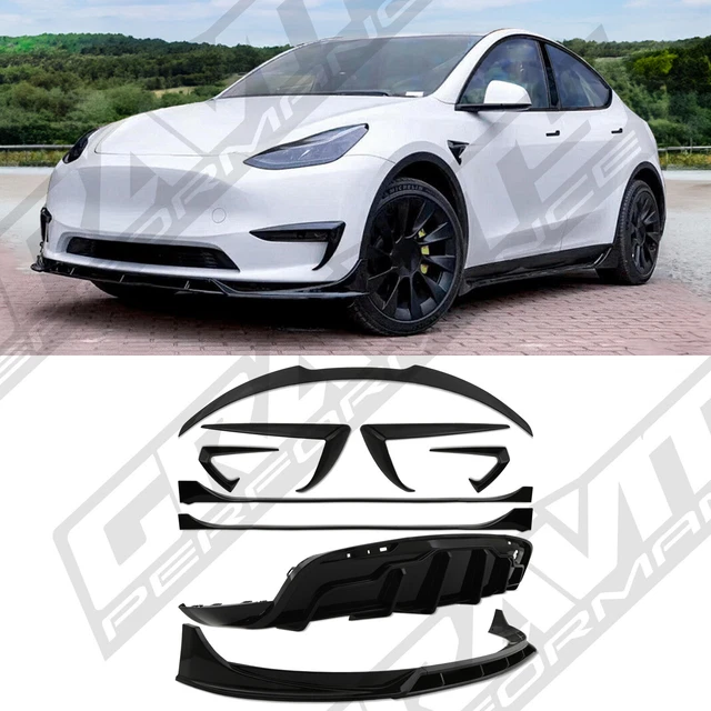 GLOSS BLACK BODYKIT Diffuser Side Skirts Splitter Body Kit For Tesla ...