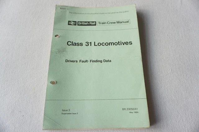 1984 CLASS 31 Diesel Locomotive Train Crew Railway Drivers Manual Book ...