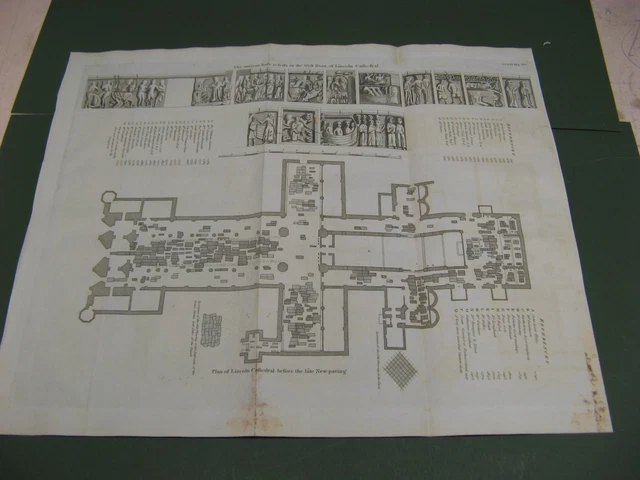 100% ORIGINAL ANTIQUE Large Lincoln Cathedral Floor Plan Map By John ...