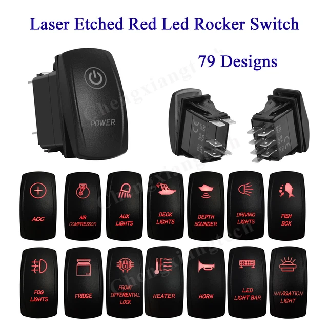 RED BACKLIGHT ROCKER Switch SPST DPDT ON-OFF for Car Boat Marine RV SUV ...